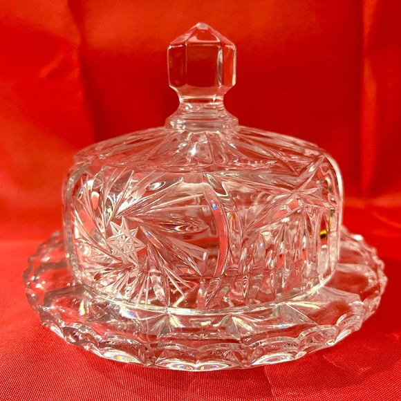 Dining | Vintage Crystal Pinwheel Covered Buttercheese Dish | Poshmark